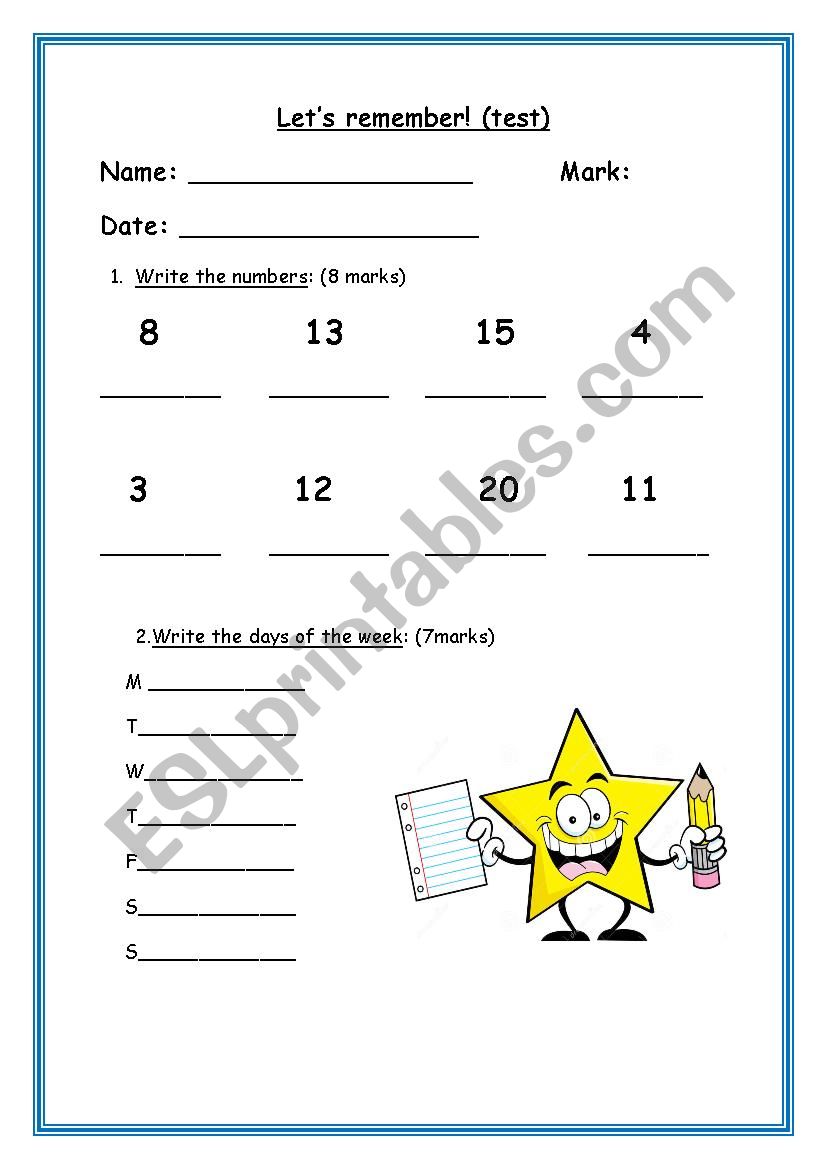 let´s remember test - ESL worksheet by elenavanezi