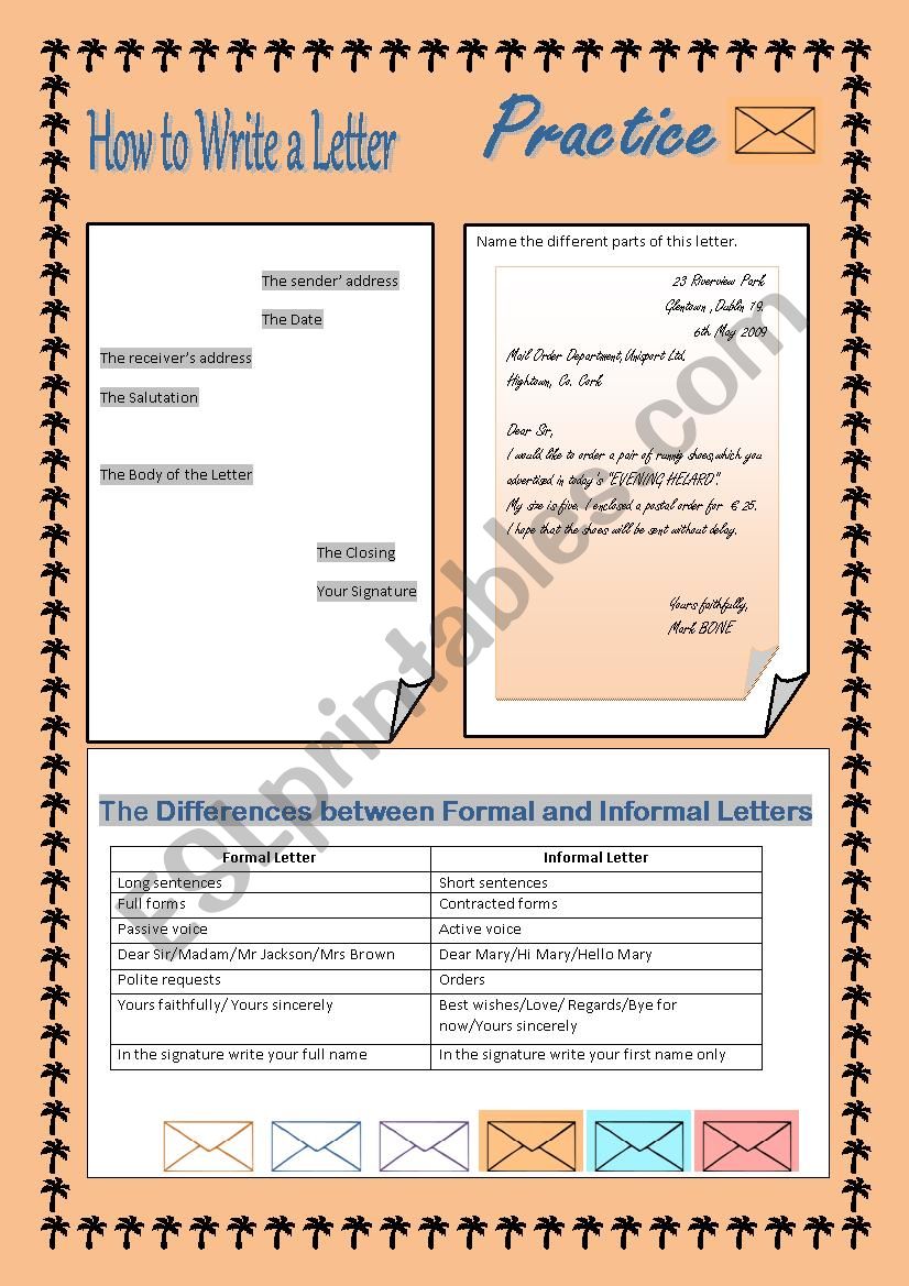 Informal Letter Worksheet
