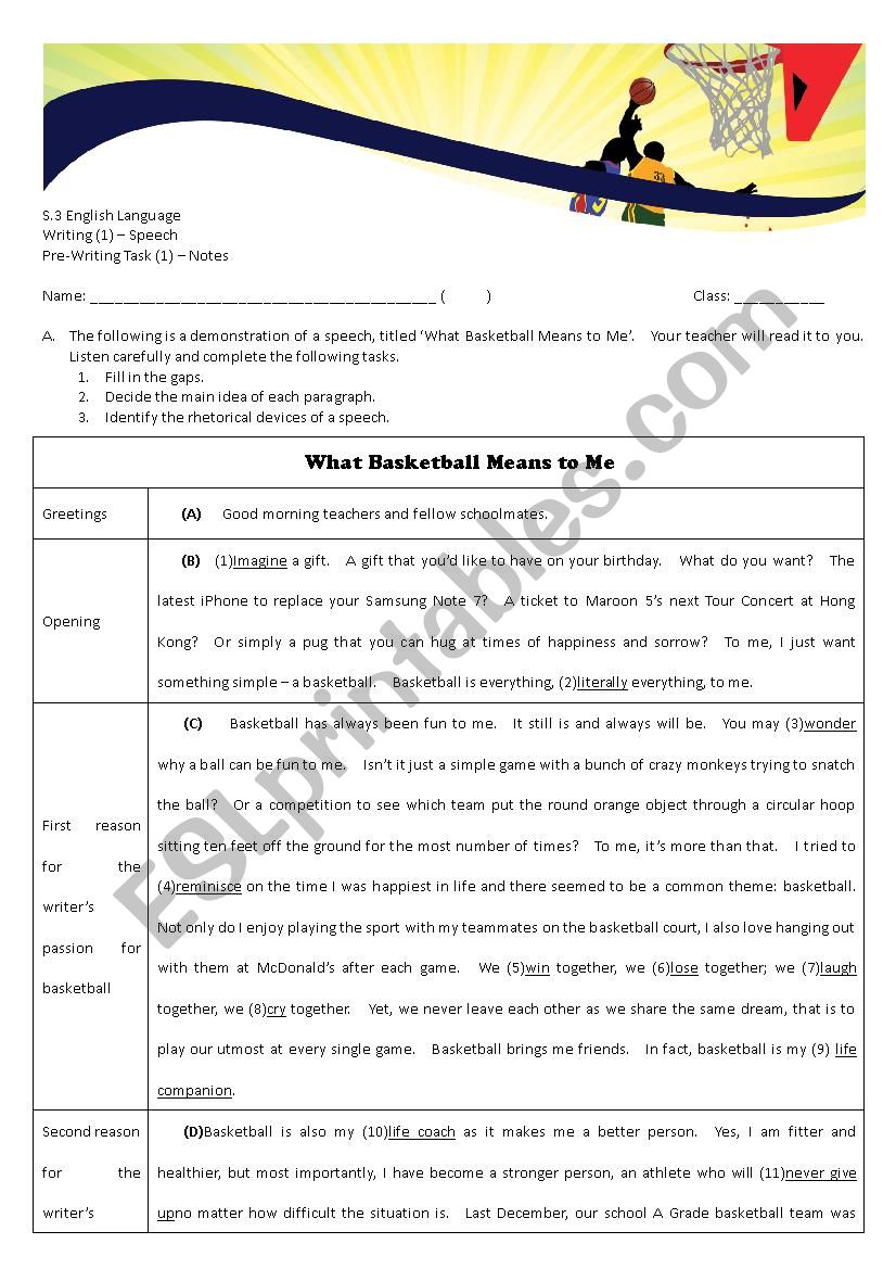 Speech Writing - Demo and Notes (Teacher´s copy) - ESL worksheet by ...