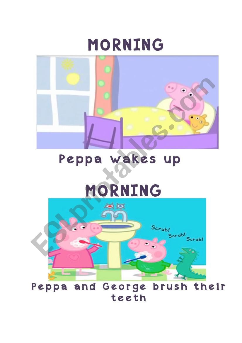 Peppa Pig´s daily Routines Flashcards - ESL worksheet by playandlearn
