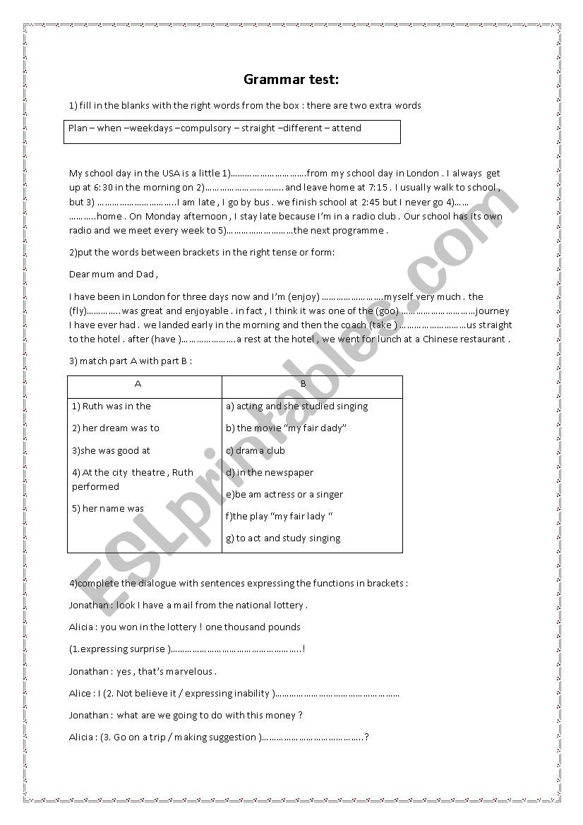 Grammar Test For Tunisian 8th Grade ESL Worksheet By Mariem Boukraa grammar-test-for-tunisian-8th-grade-esl-worksheet-by-mariem-boukraa