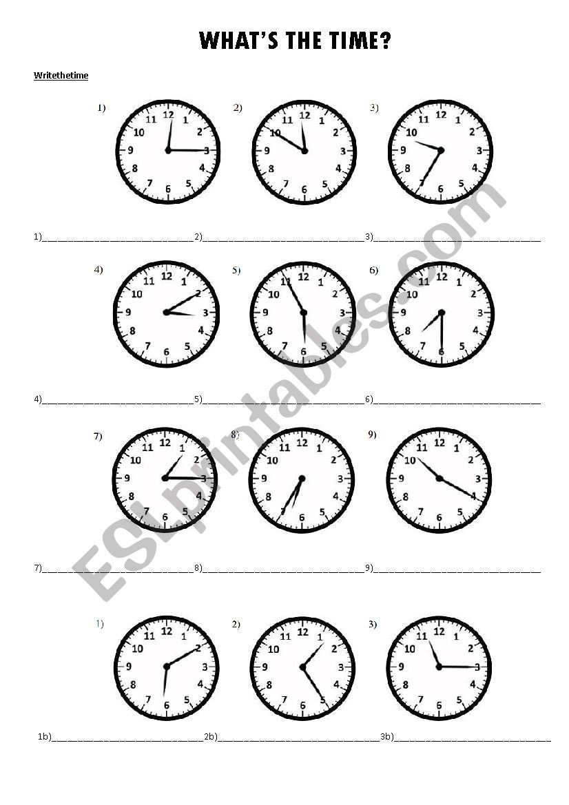 WHAT´S THE TIME? - ESL worksheet by pisiflor