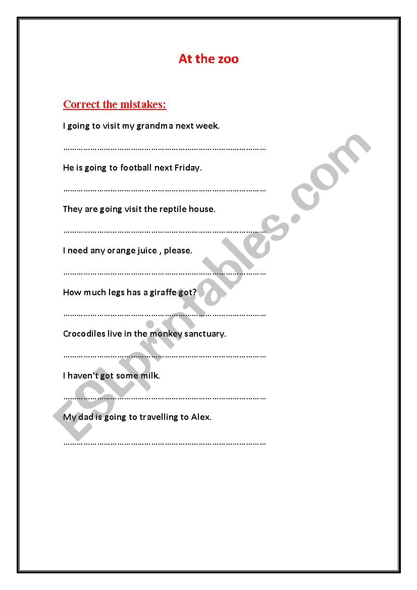 I´m going to the zoo - ESL worksheet by omniya