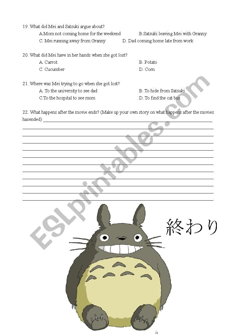My Neighbor Totoro Activities For Preers In The Clroom - Infoupdate.org