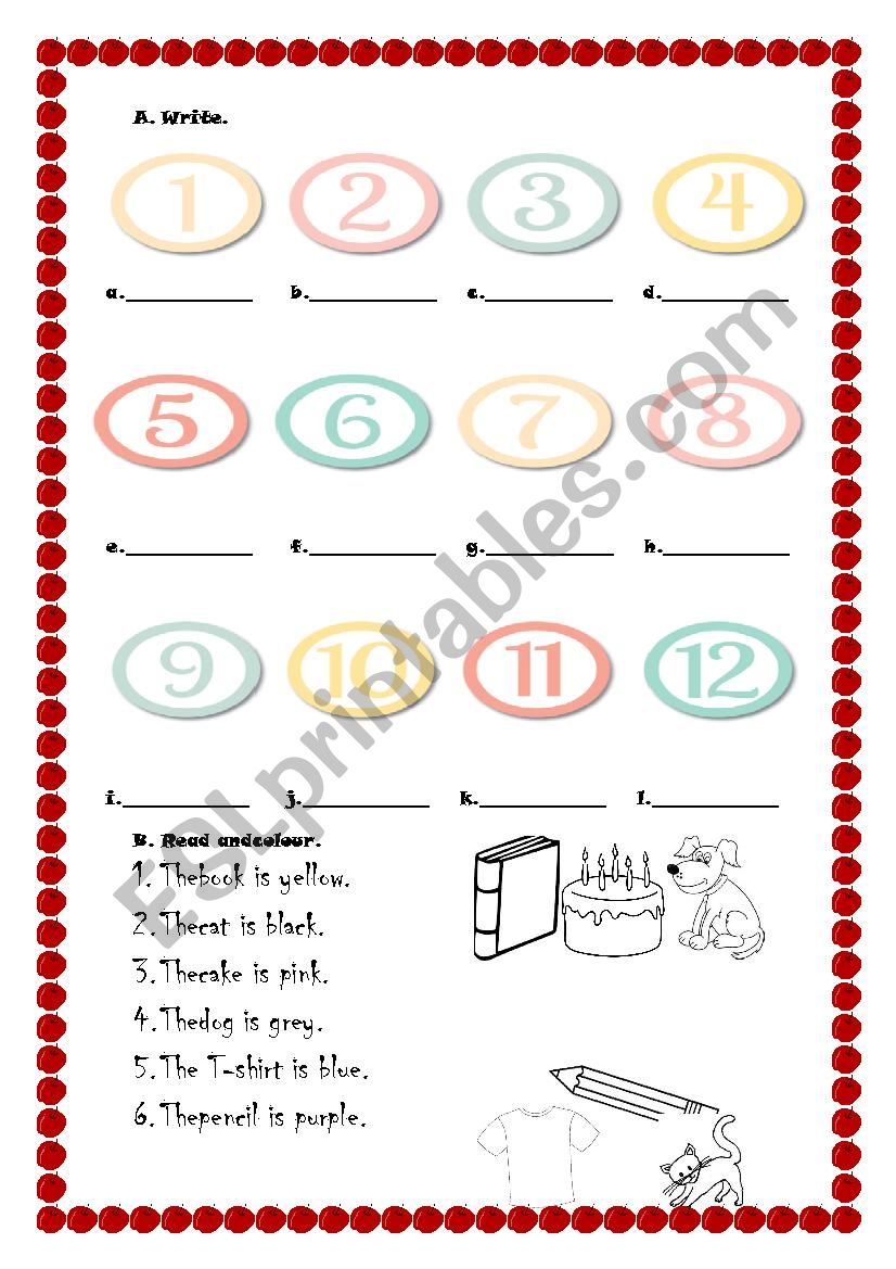 NUMBERS&COLOURS - ESL worksheet by seldabebek NUMBERS&COLOURS - ESL worksheet by seldabebek
