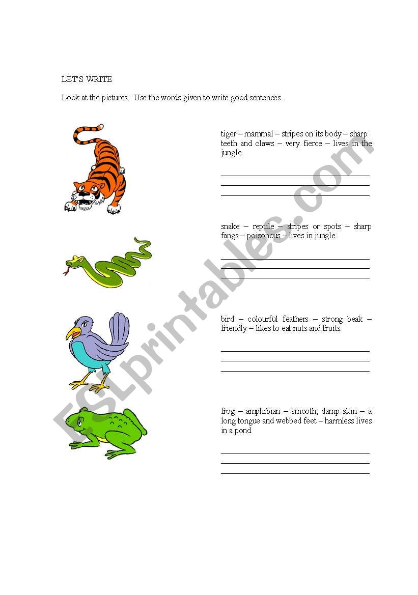 English worksheets: LET´S WRITE