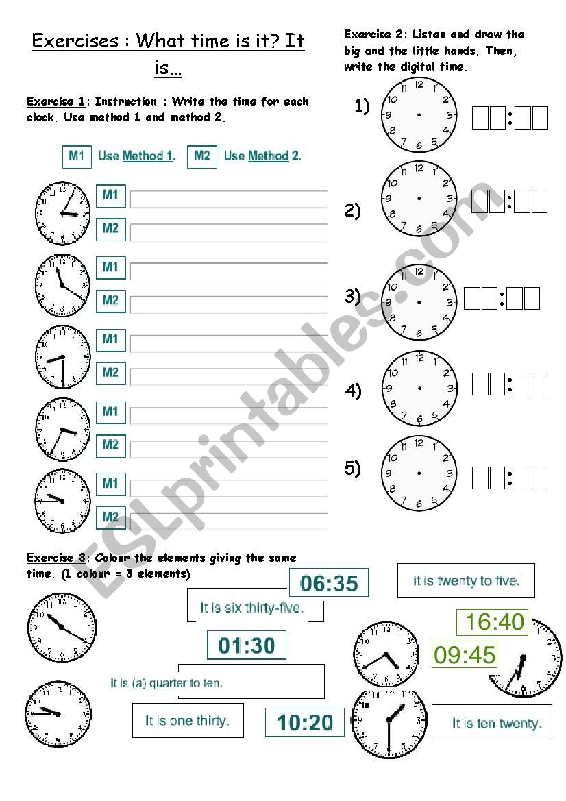 What´s the time? - ESL worksheet by alexia18