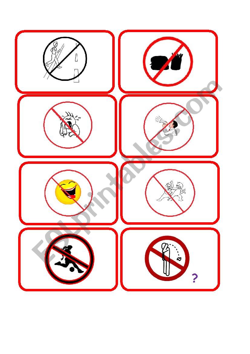 "Dont´t!" Match Cards - ESL worksheet by EstherLee76