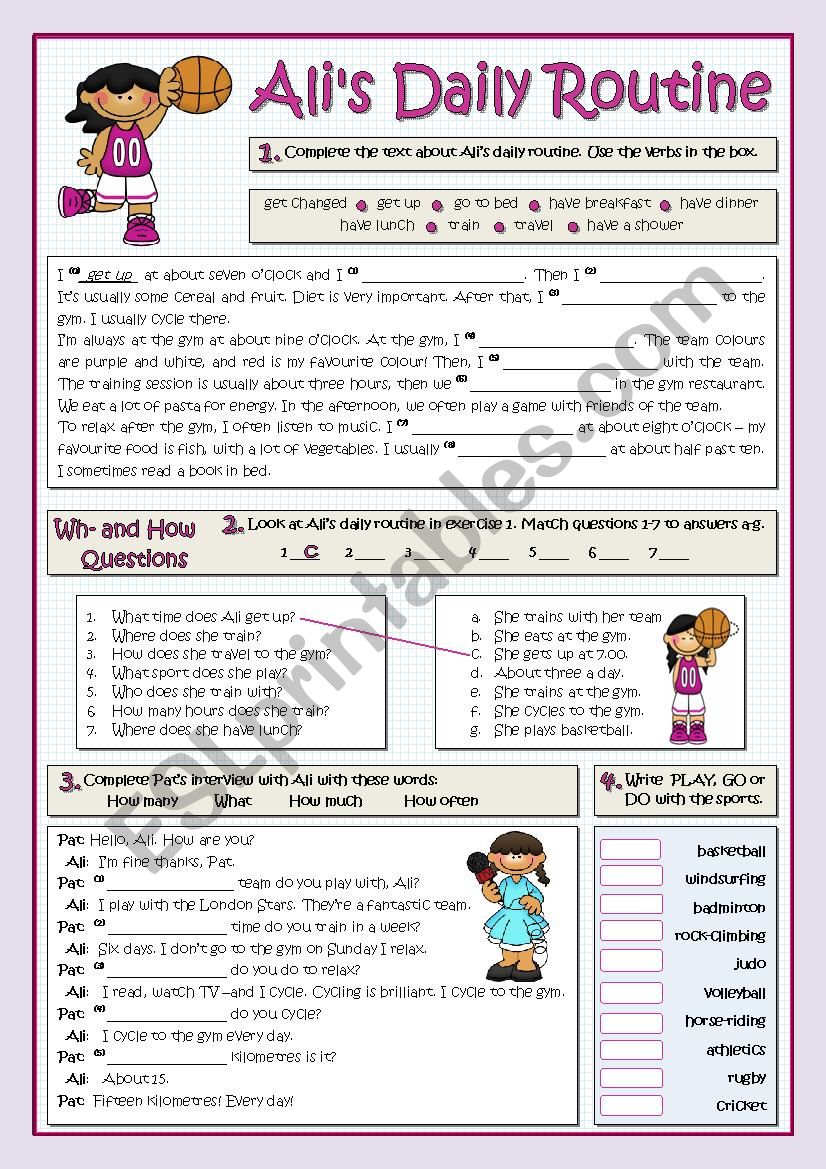 ALI´S DAILY ROUTINES - ESL worksheet by mora88