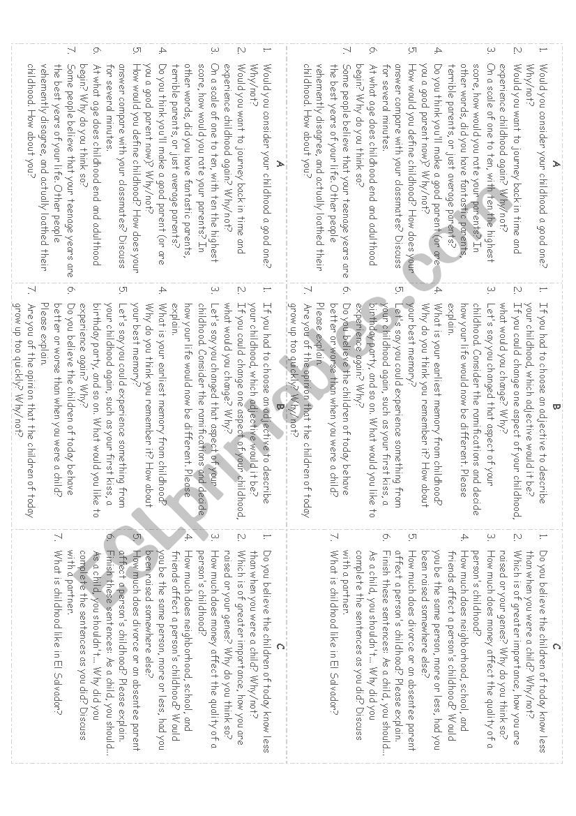 LET´S TALK ABOUT OUR CHILDHOOD - ESL worksheet by CrissyArev