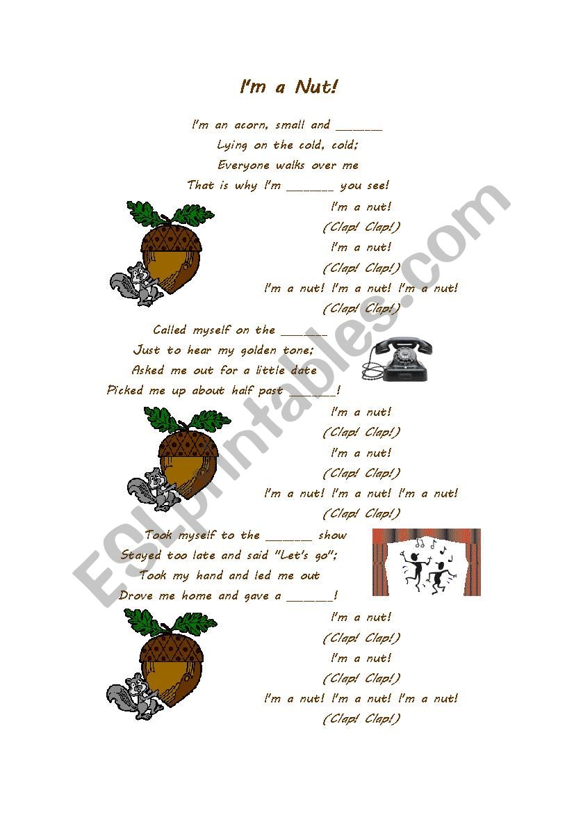 I´m a Nut! - ESL worksheet by beanela