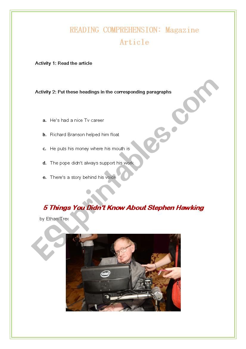 READING COMPREHENSION: Magazine Article "5 things You Didn´t Know About ...