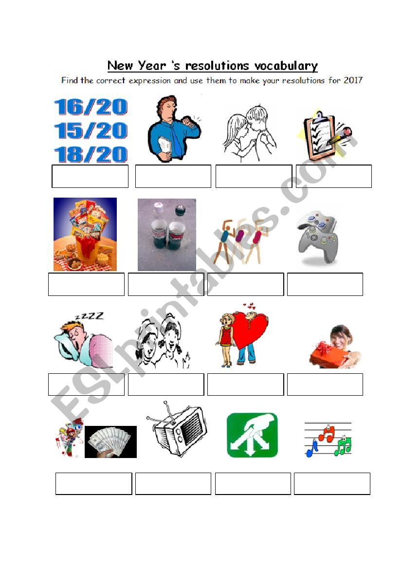 New Year´s Resolutions - ESL worksheet by ccervant