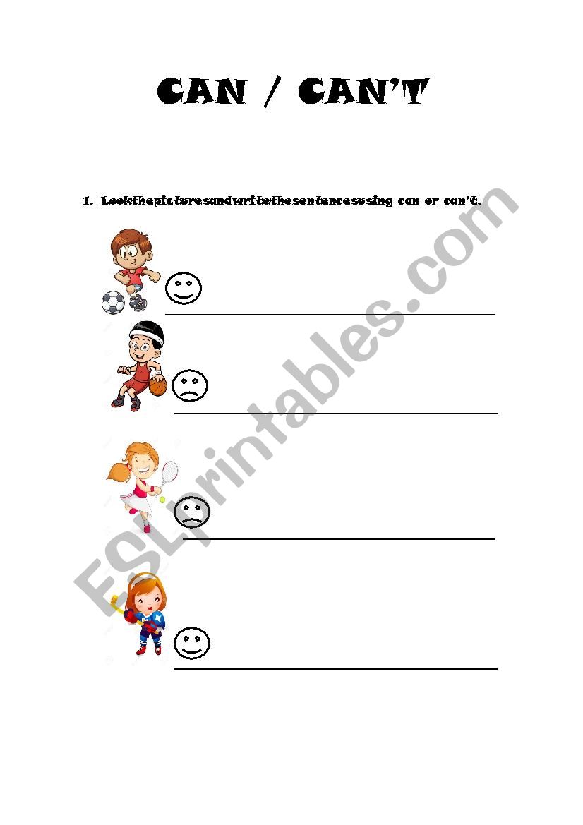 Can or Can´t - ESL worksheet by anamt84