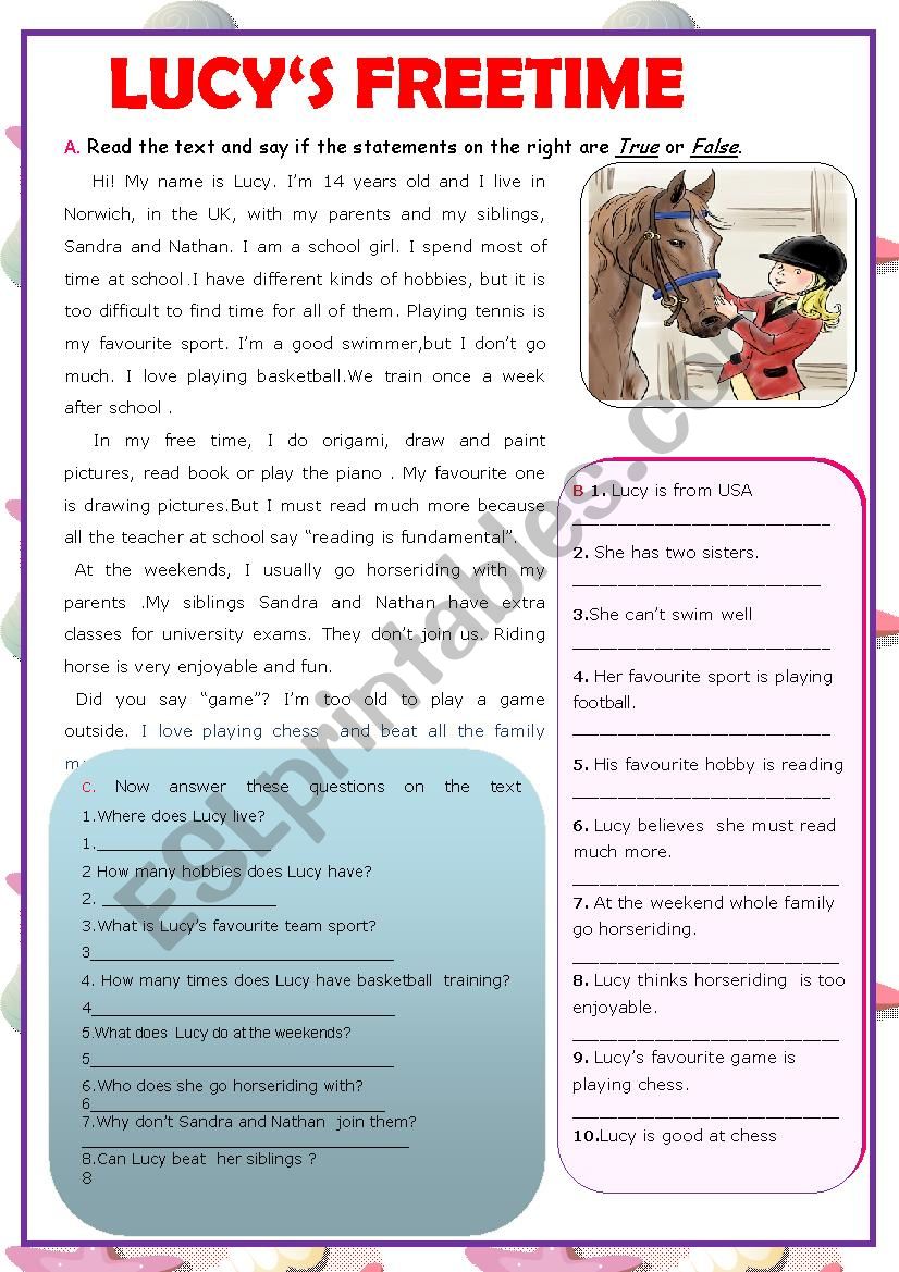 Lucy´s Freetime - ESL worksheet by epit