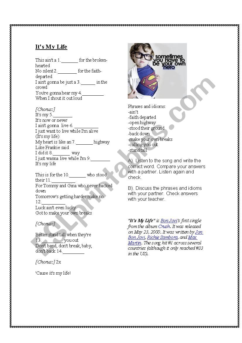 It´s My Life - Present Simple - ESL worksheet by mlesucevic