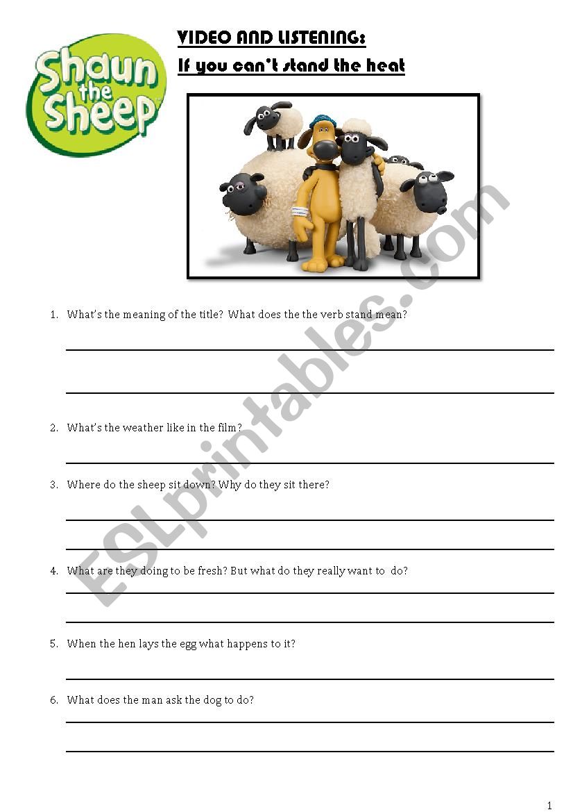 Shaun the sheep - If you can´t stand the heat - ESL worksheet by ...