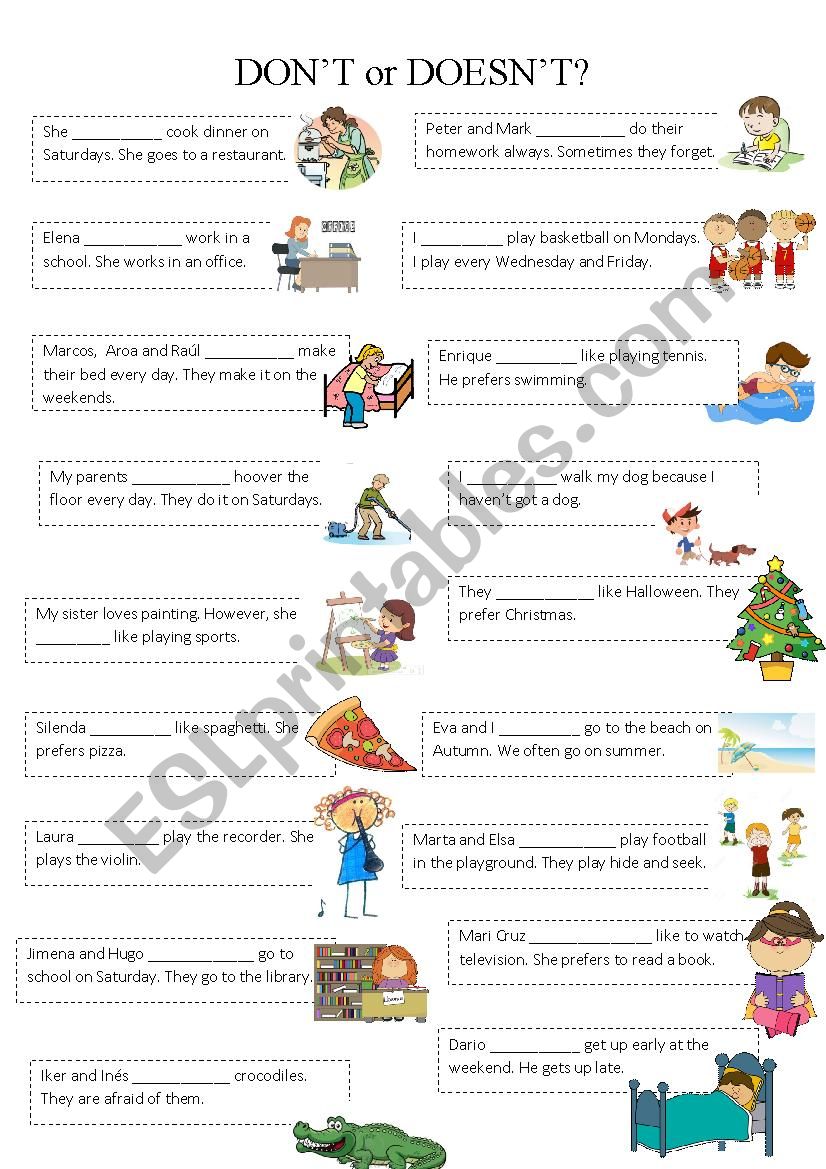 Don´t or doesn´t? - ESL worksheet by sonrisasdefresa