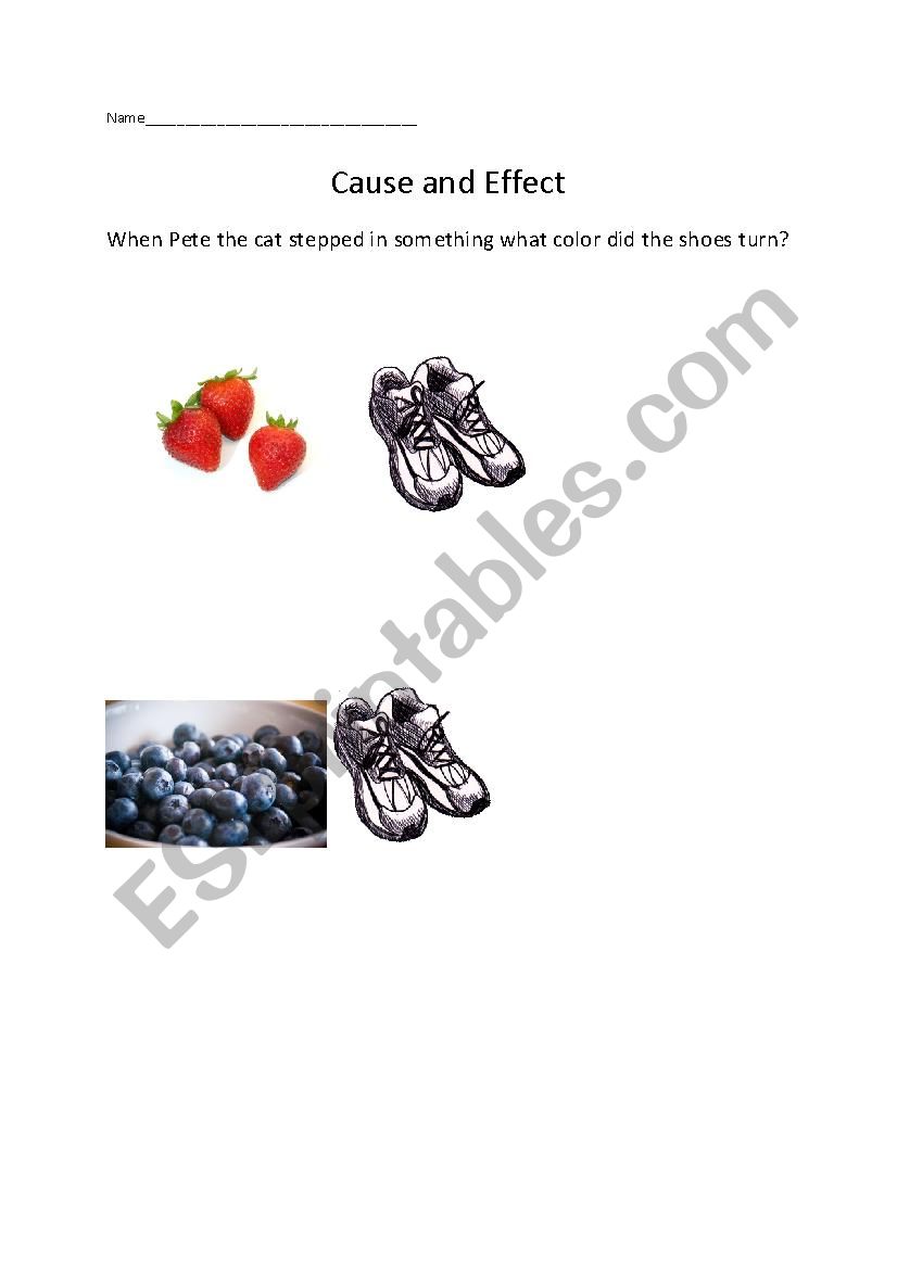 Pete the Cat Cause and Effect - ESL worksheet by mcordes