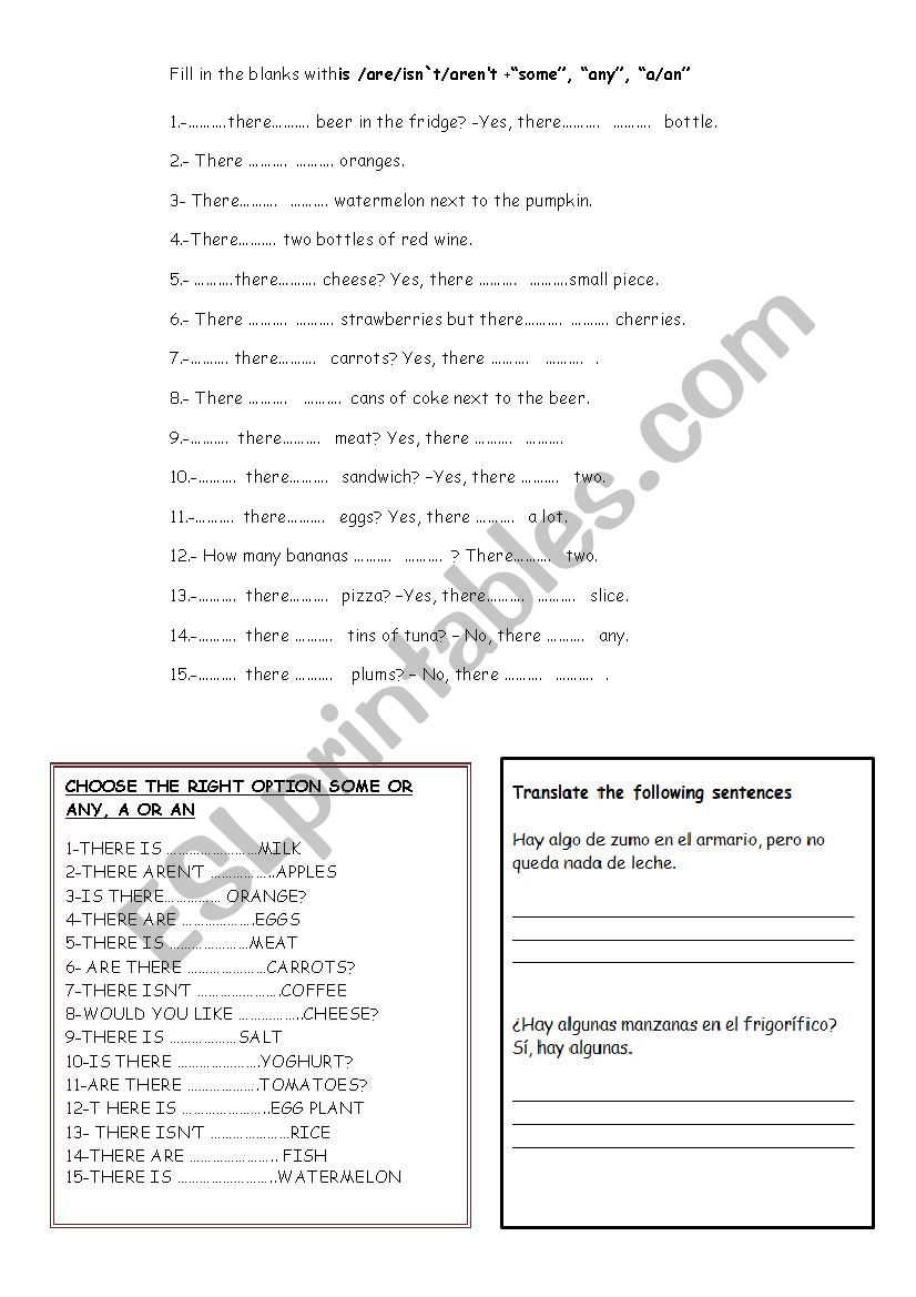 there is/are/isn´t/aren´t some/any/a/an - ESL worksheet by ... there is/are/isn´t/aren´t some/any/a/an - ESL worksheet by ...