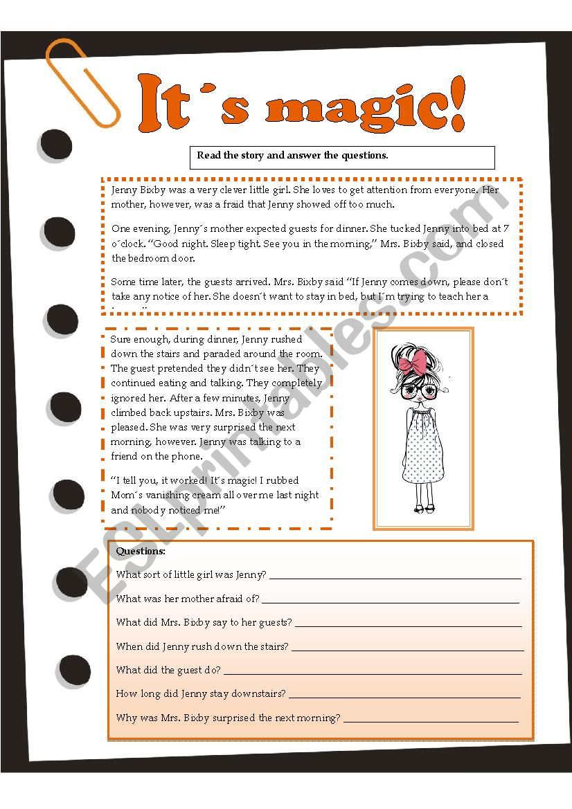 It´s magic (reading comprehension) - ESL worksheet by Mariana Perez