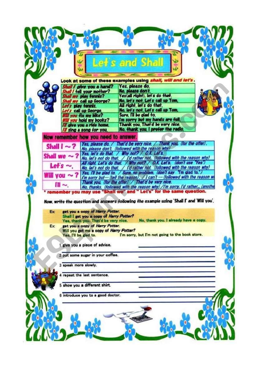 Let´s and Shall (Jul.28.´08) - ESL worksheet by micah