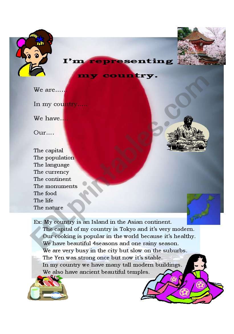 Introducing my country.(Jul.29.´08) - ESL worksheet by micah