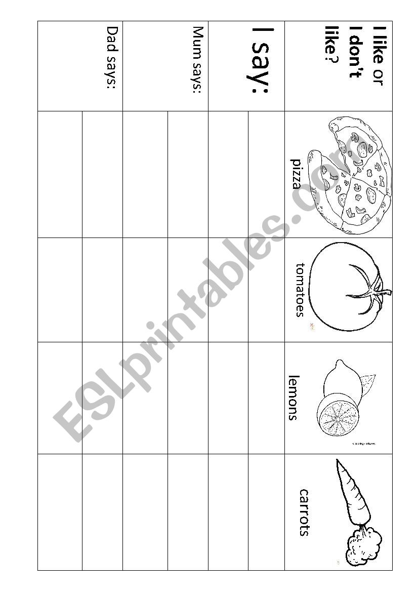 I Like / I don´t Like writing activity - ESL worksheet by Ramgoe