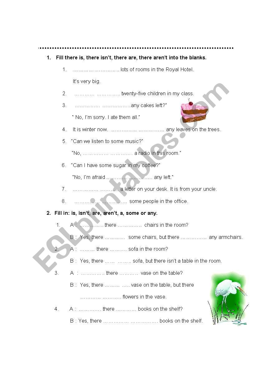 there is, there isn’t, there are, there aren’t - ESL worksheet by jipsw2
