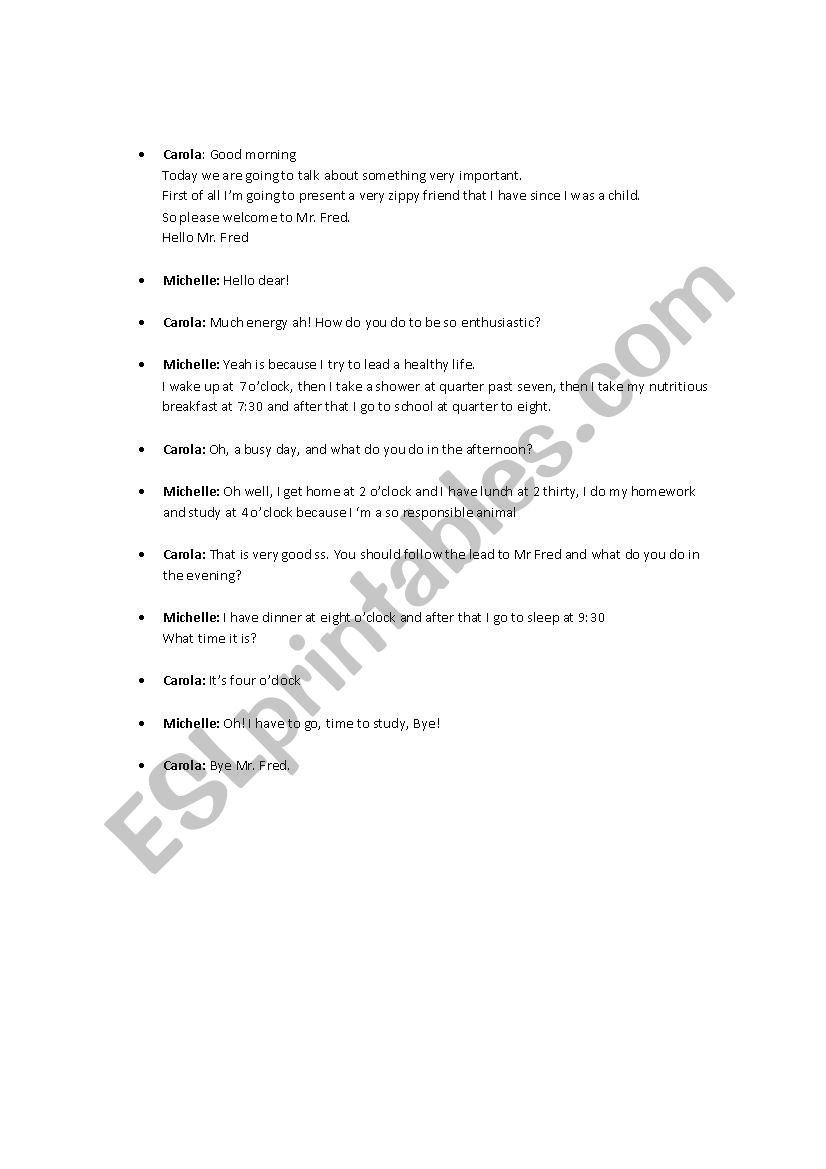 Dialogue Daily Routine ESL Worksheet By Carolamedinay