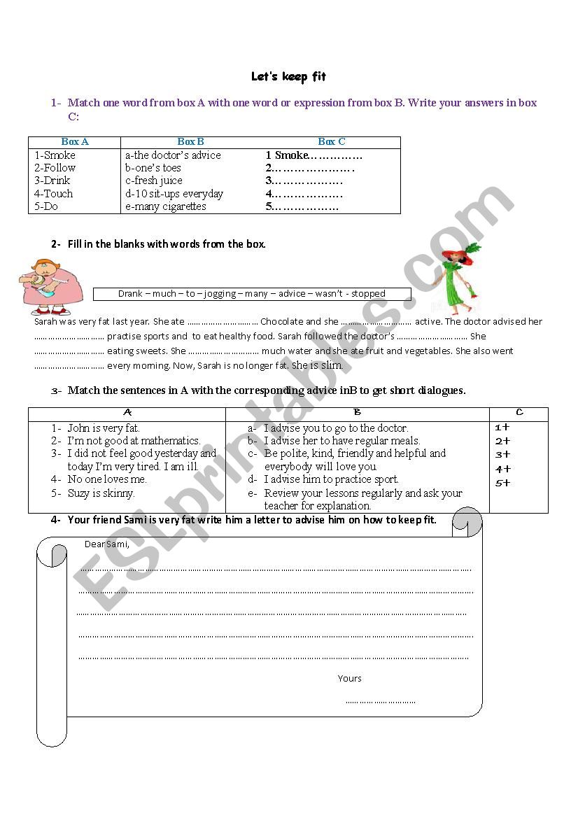 let´s keep fit - ESL worksheet by alissia ghourabi