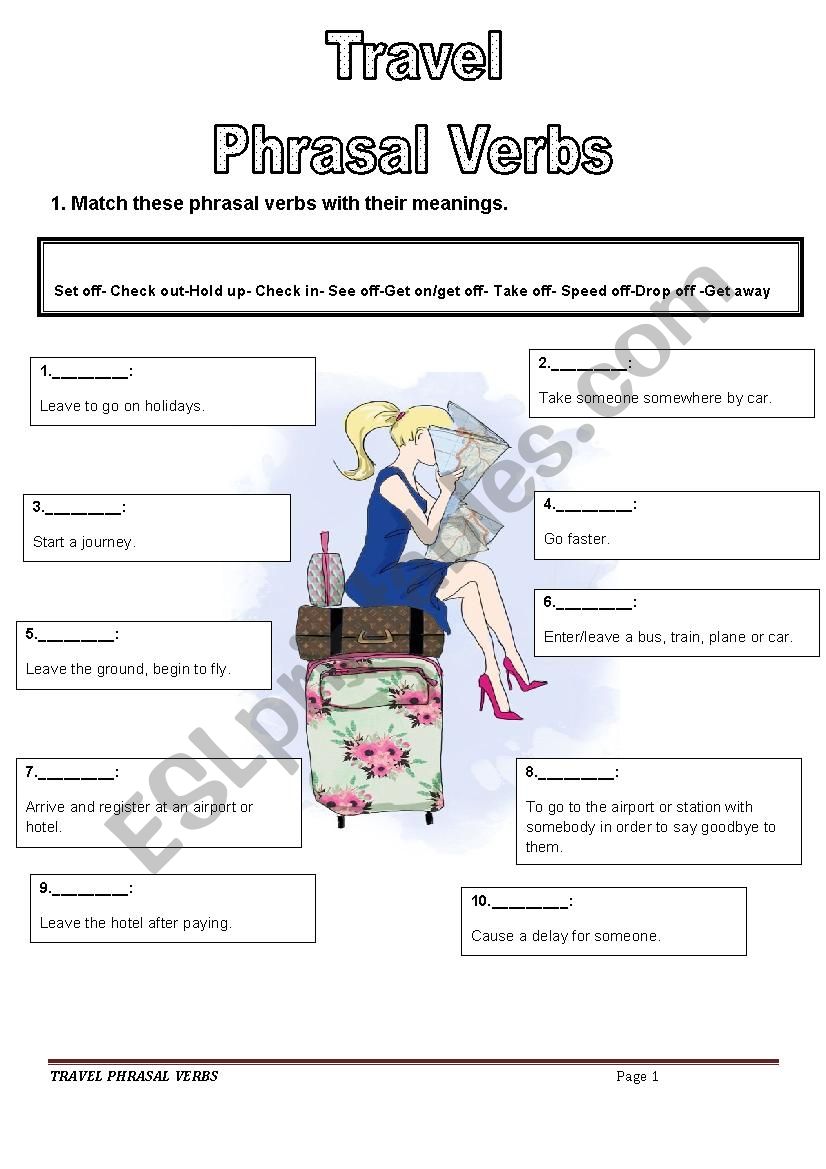 ´TRAVEL PHRASAL VERBS´ - ESL worksheet by Jessisun
