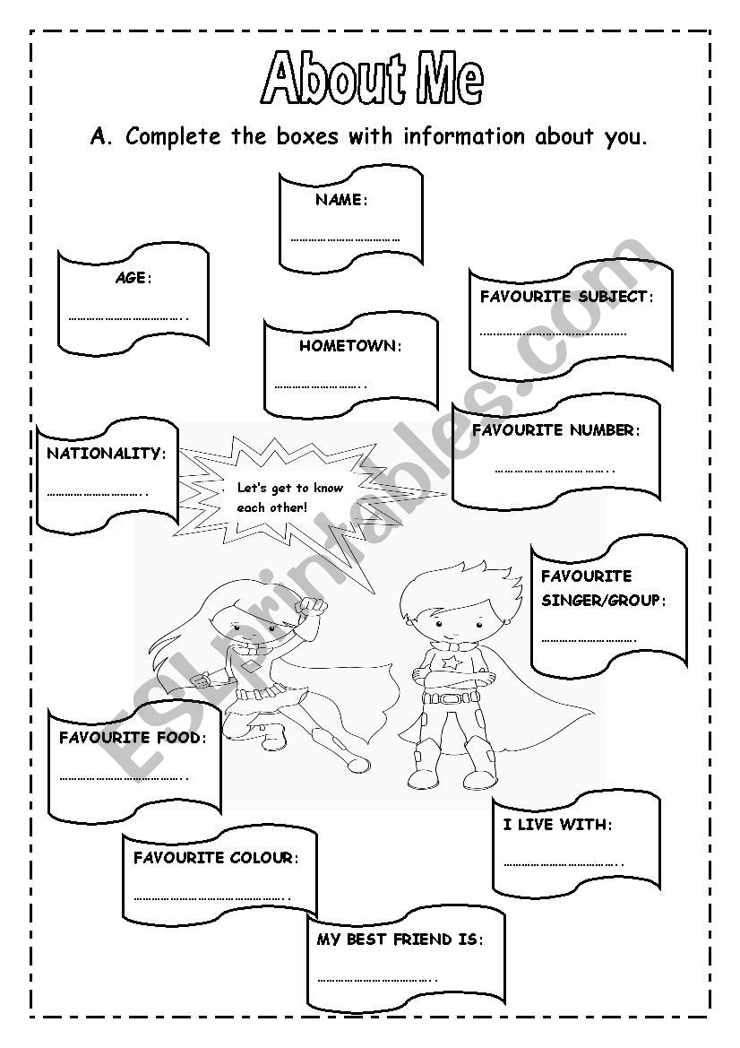 ´ABOUT ME´ GETTING TO KNOW YOU - ESL worksheet by Jessisun