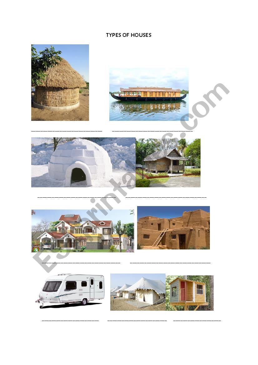 Types of houses - ESL worksheet by amit072 Types of houses - ESL worksheet by amit072