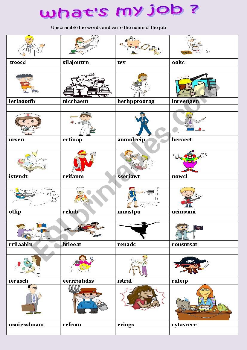 What´s my job ? - ESL worksheet by primpi