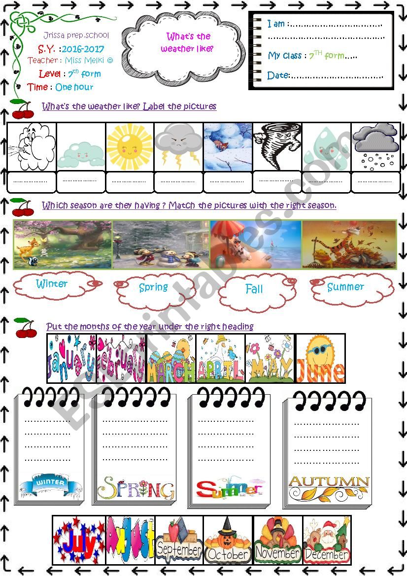 what´s the weather like? - ESL worksheet by English-teacher 38