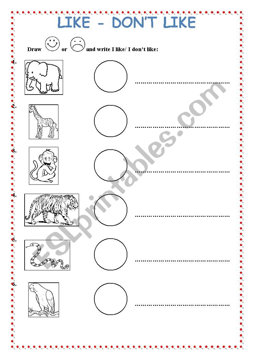 Like/don´t like - ESL worksheet by bluedestiny