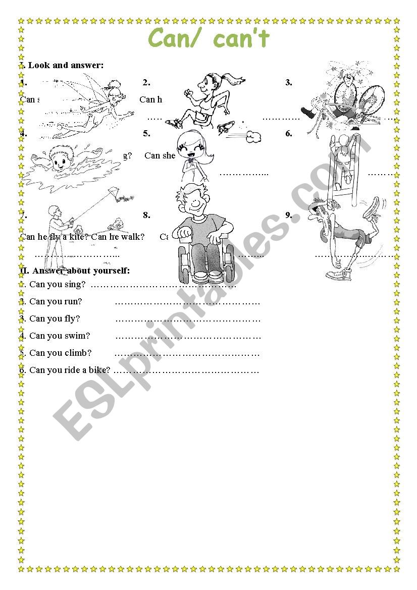 Can can´t - ESL worksheet by bluedestiny