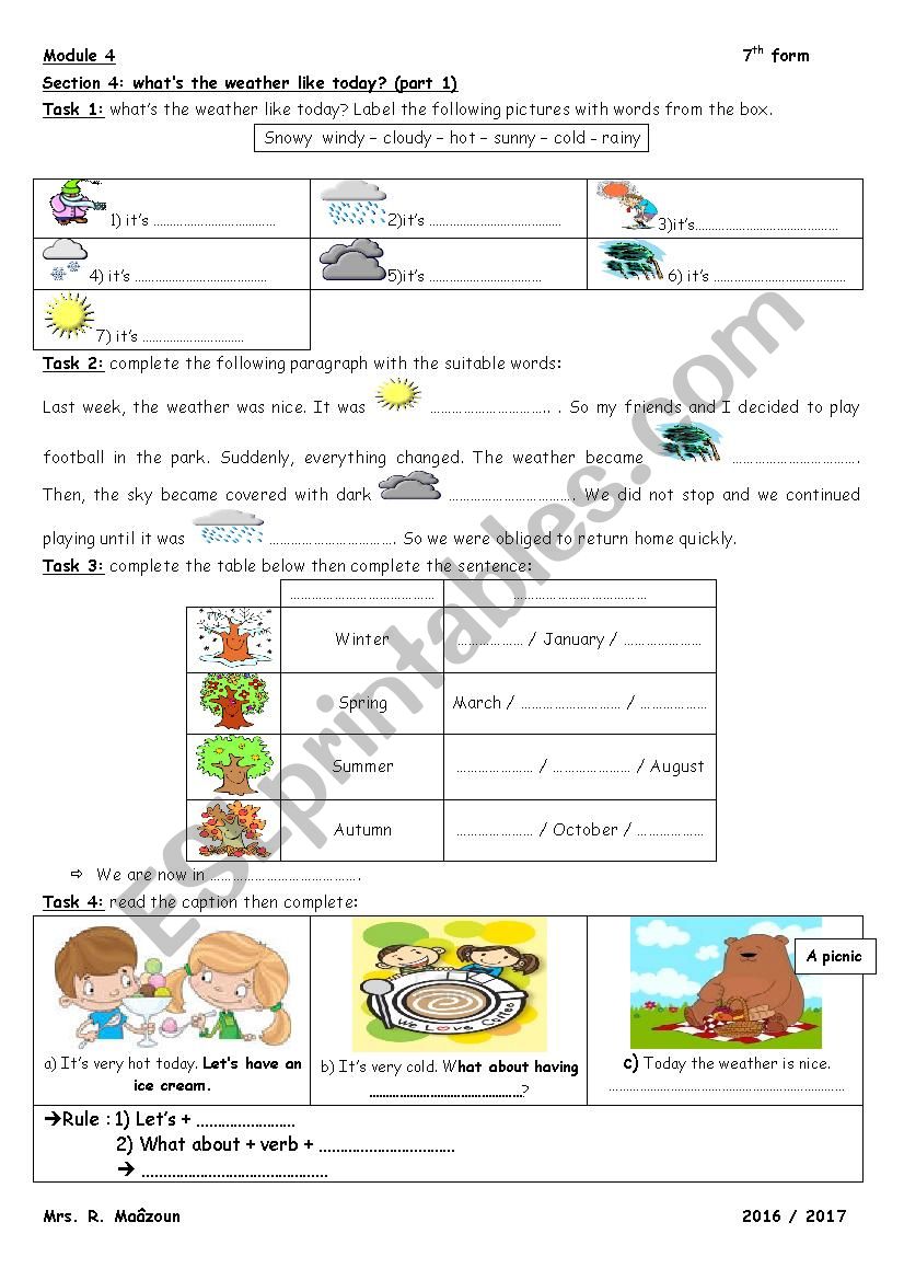 module 4 section 4 what´s the weather like today part 1 7th form - ESL ...