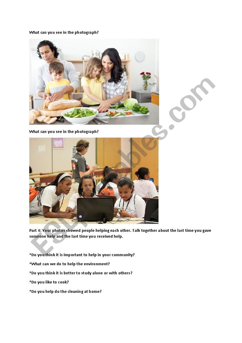 PET B1 EXAM visual ´Helping´ - ESL worksheet by Professora2014