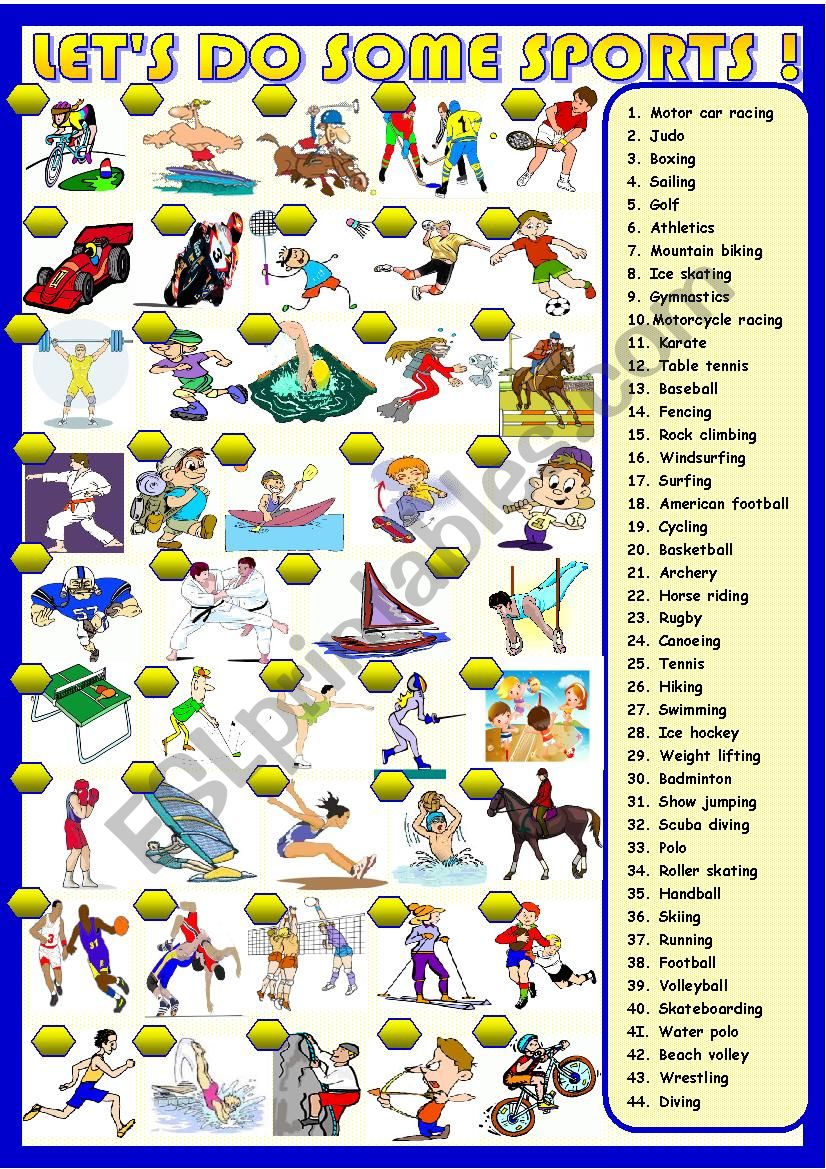 Let´s do some sports! matching with gerunds - ESL worksheet by spied-d ...