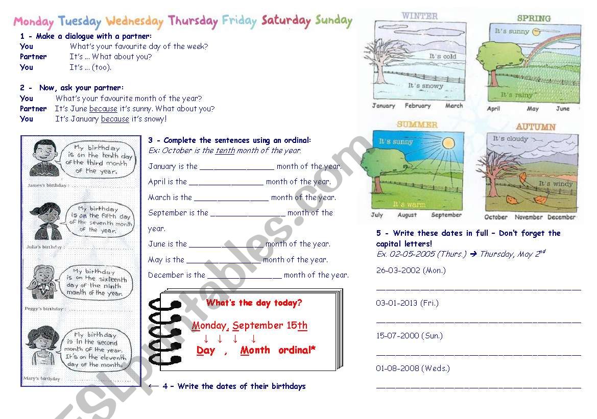 What´s the day today? - ESL worksheet by estelle73