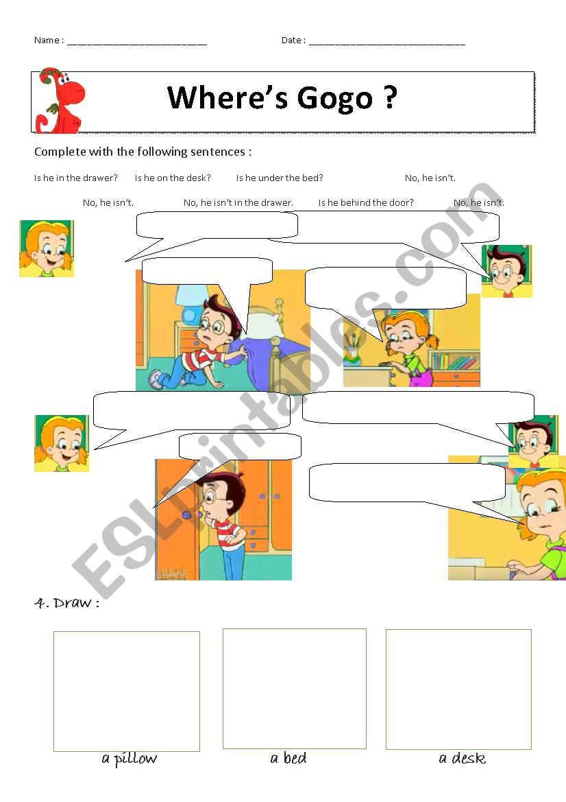 Gogo 21 - Where´s Gogo? 2 - ESL worksheet by SophieMF
