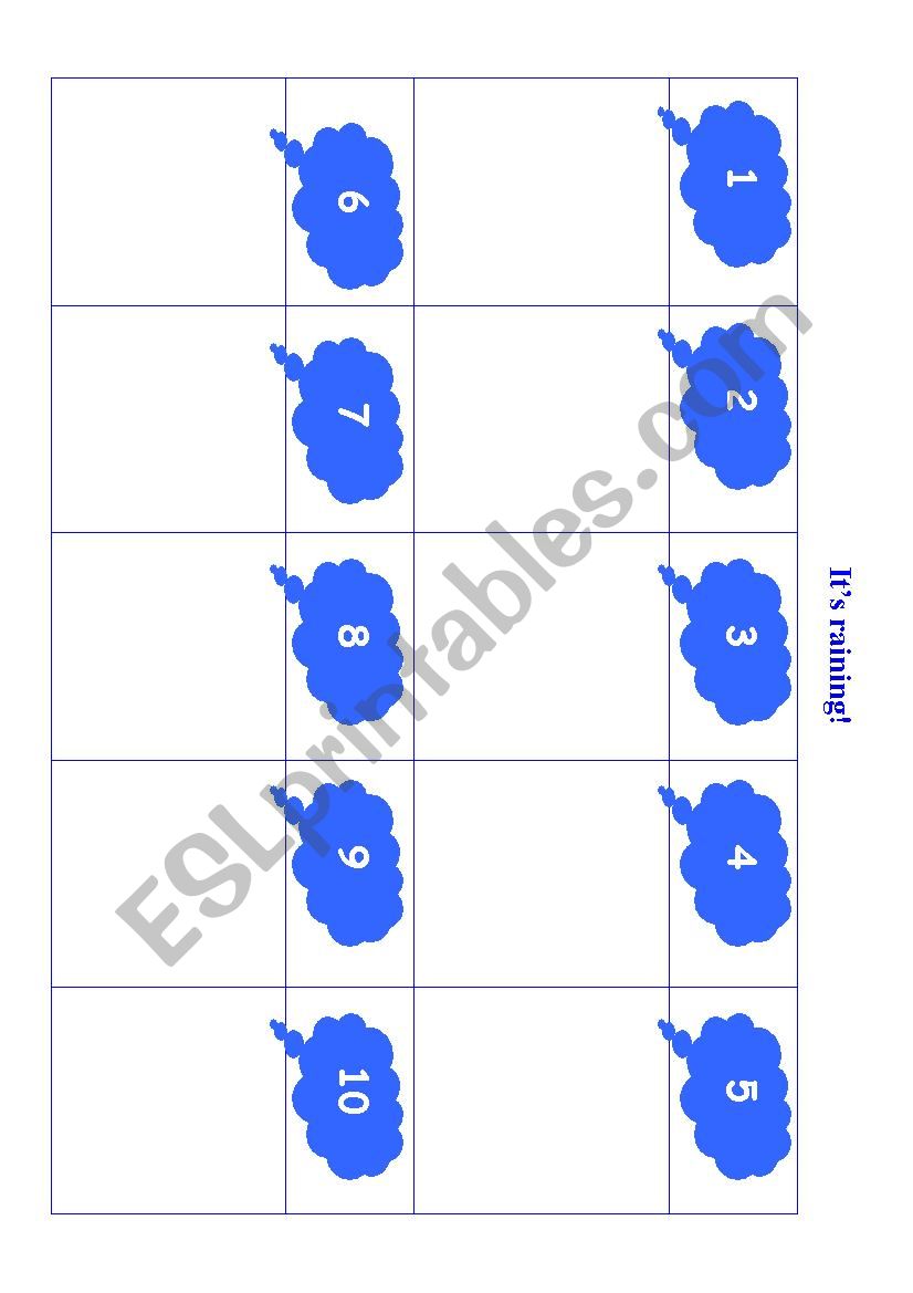 Numbers: It´s raining! - ESL worksheet by Attitude08