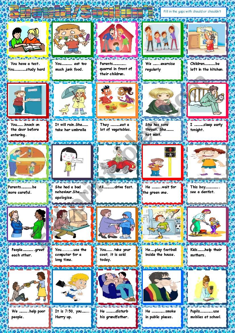 should/shouldn´t - ESL worksheet by sasuna