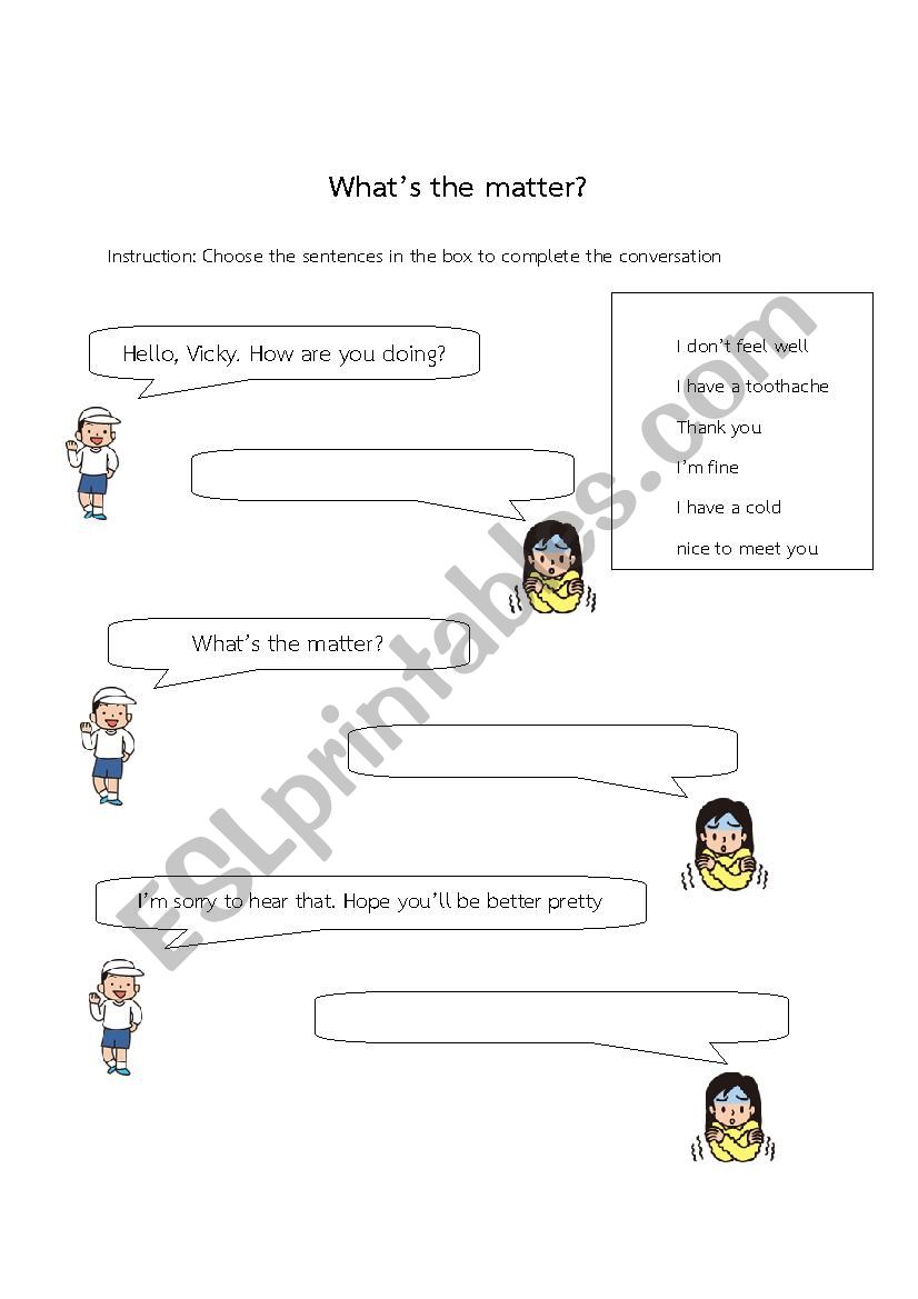 what´s the matter - ESL worksheet by beautifuldream