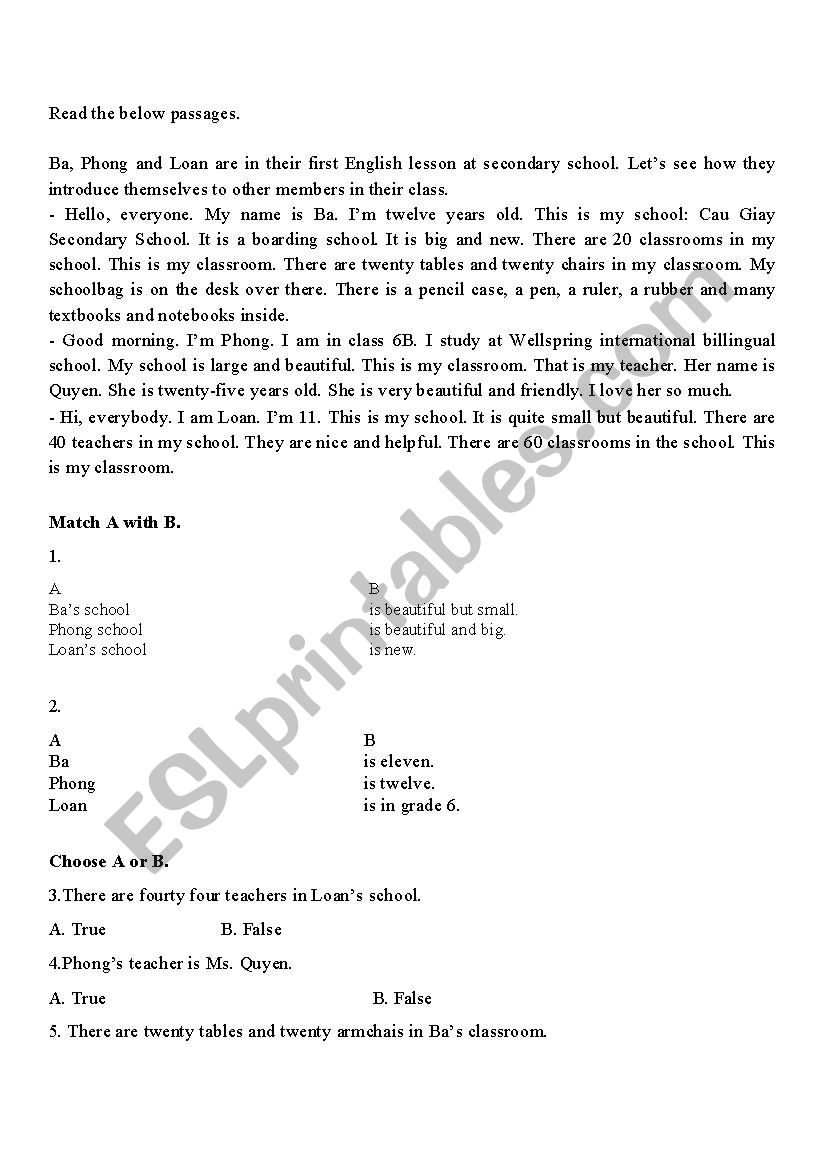 Reading Passage - ESL worksheet by TrangNguyen272 Reading Passage - ESL worksheet by TrangNguyen272