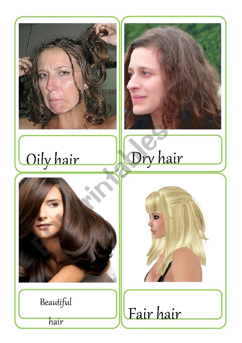 Flashcards for Describing PeopleÂ´s Hair - ESL worksheet by Spokie23