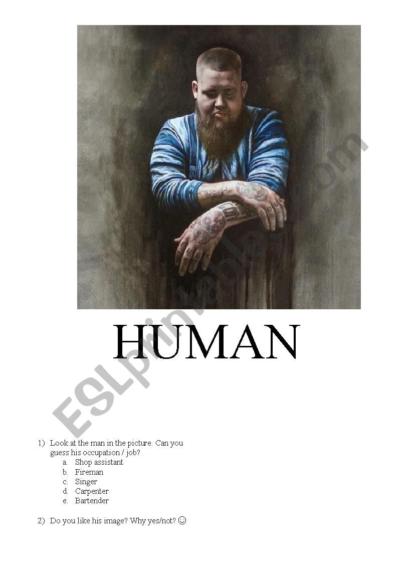 Human - Rag´n´Bone Man - ESL worksheet by divuzenka