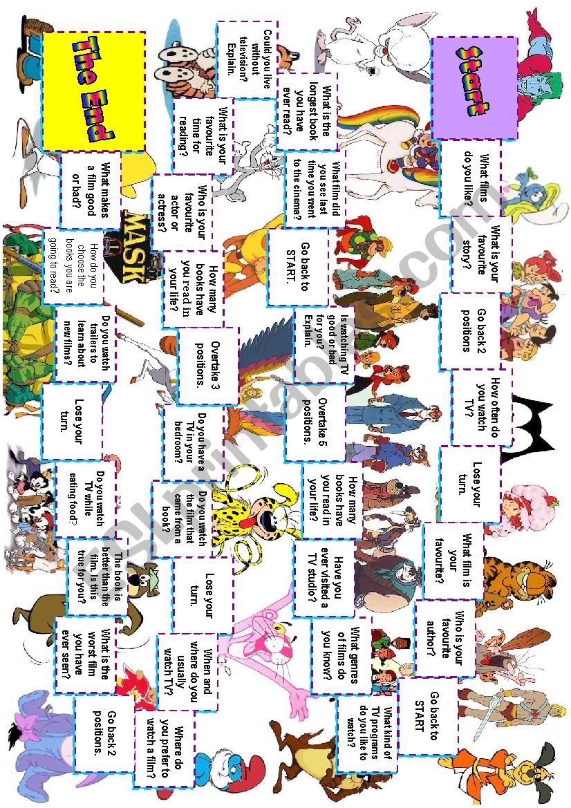 Board game "Let´s talk about films and books" - ESL worksheet by Mila ...